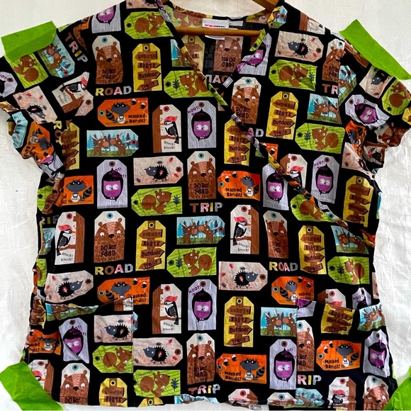 Scrubstar | Tops | Womens Scrub Star Scrub Top Fall Autumn Woodland ...